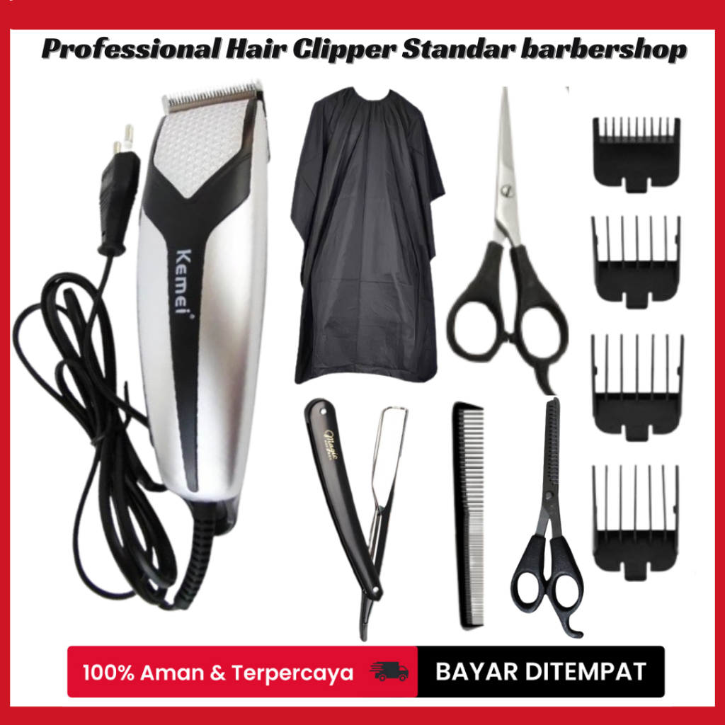 Jual Mesin Cukur Rambut Kemei Profesional Hair Clipper Paket Lengkap Alat Cukur Rambut Carbon ...