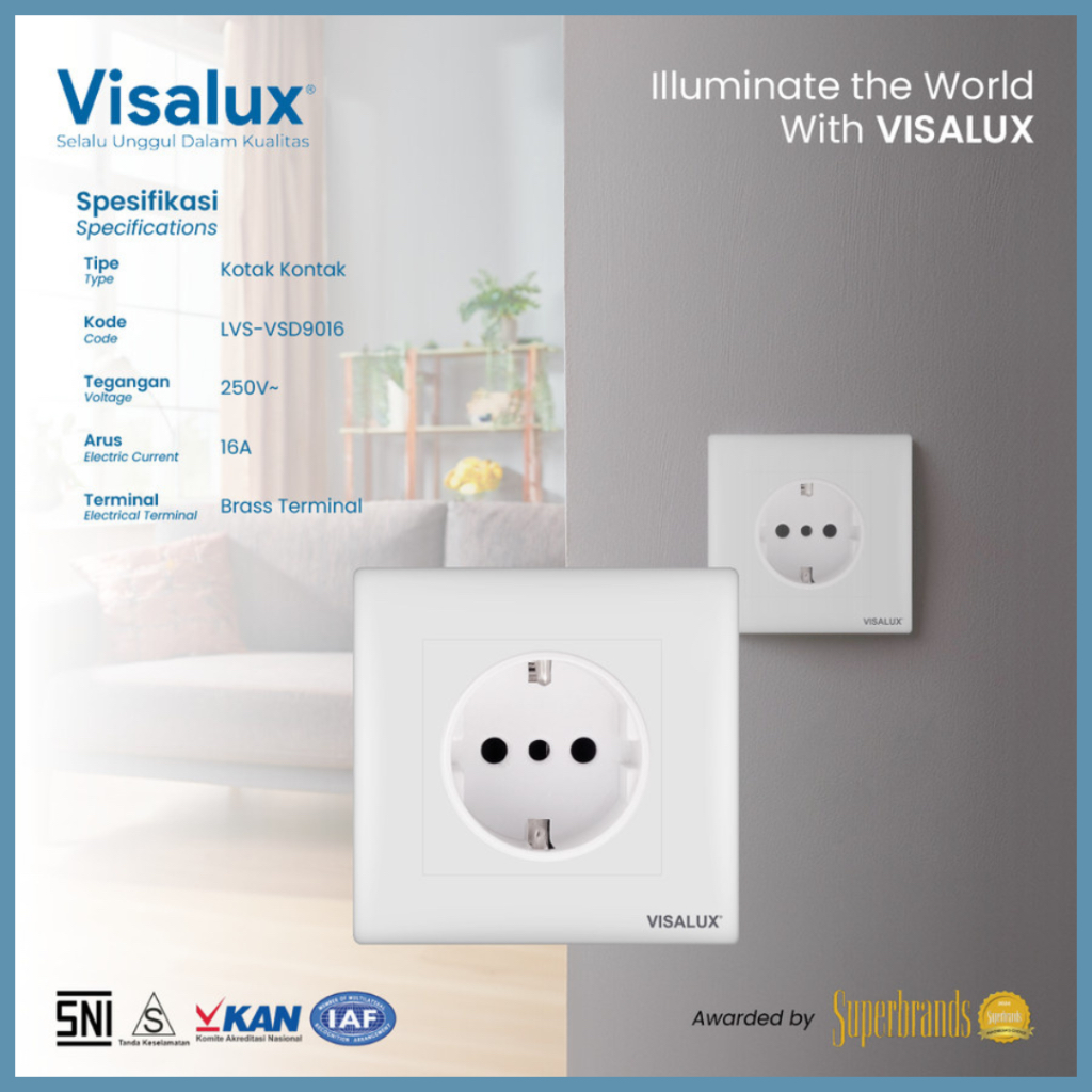 Jual Visalux Stop Kontak Lavish Series - 1G White / Stop Kontak Premium ...