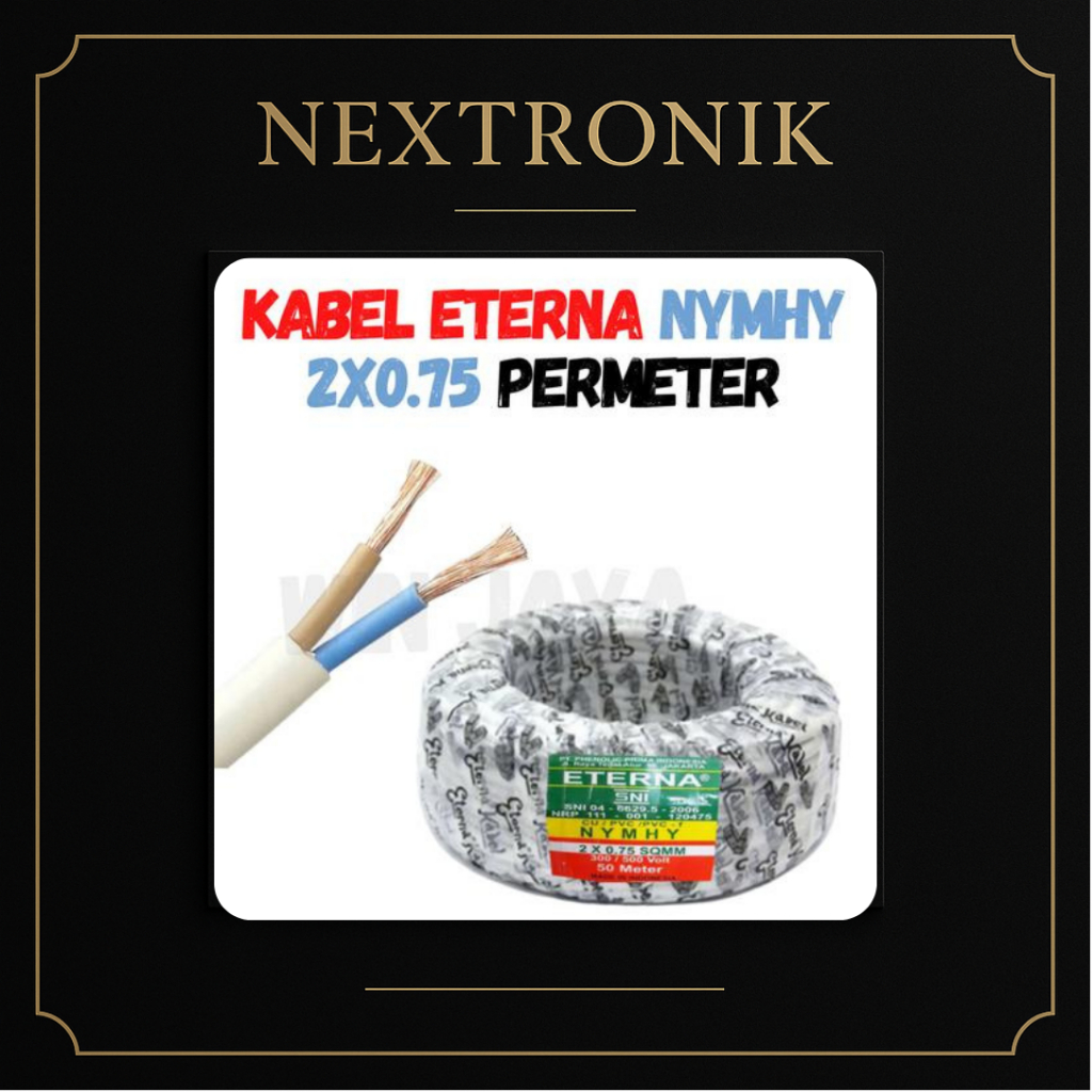 Jual Kabel Eterna NYMHY 2x0,75 mm Per Meter Serabut Tembaga Isi 2 Putih | Shopee Indonesia