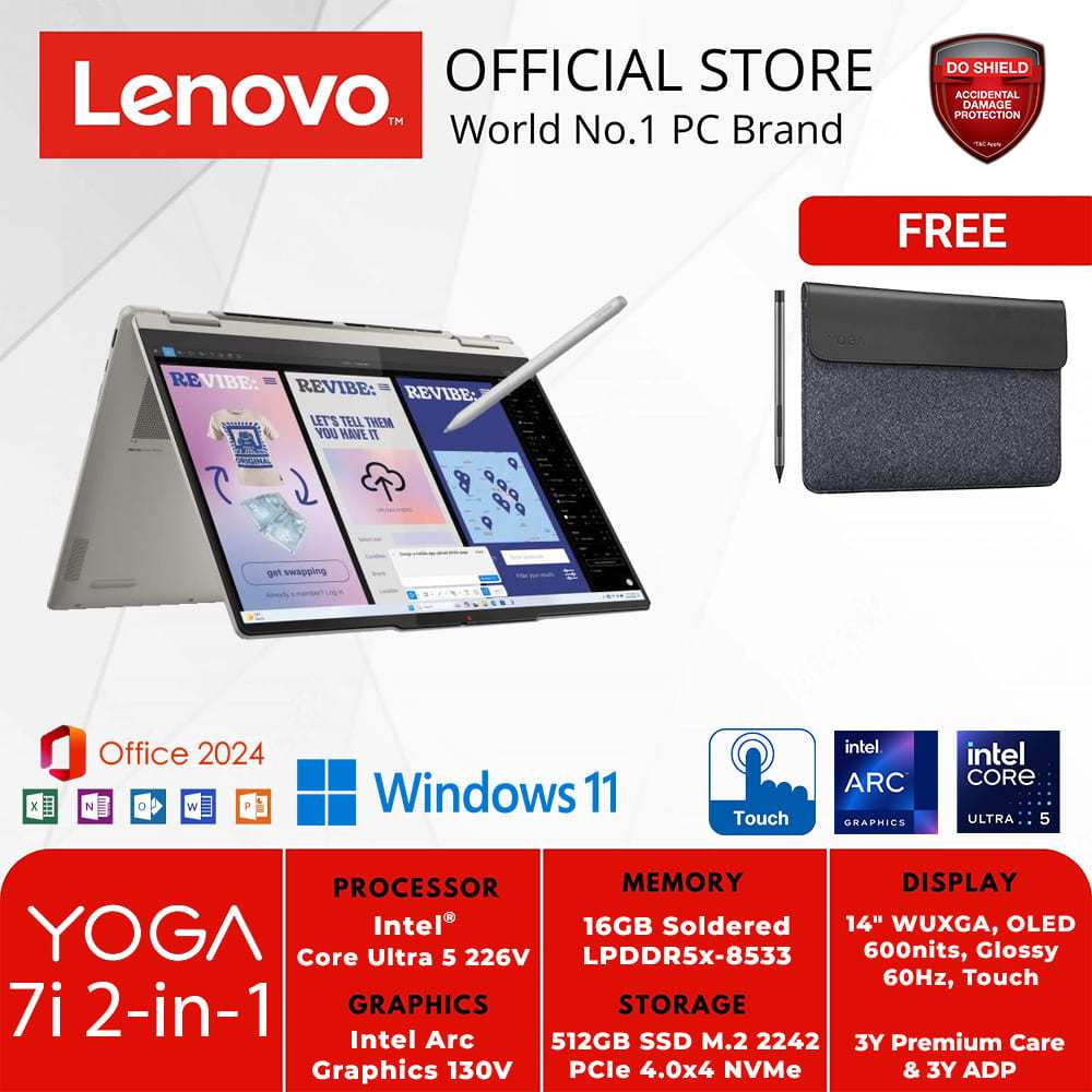 Jual LENOVO YOGA 7i 2-in-1 14ILL10 7NID SEASHELL INTEL CORE ULTRA 5 ...