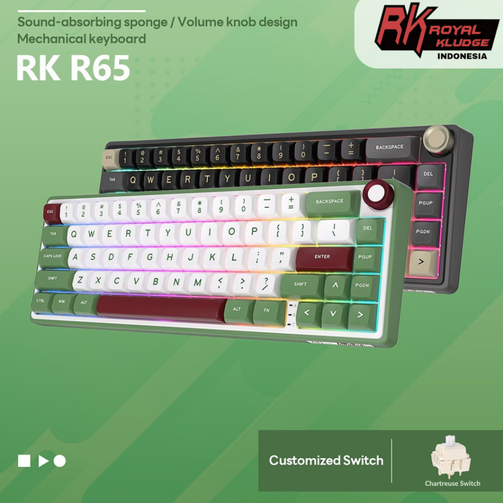 Jual Royal Kludge RK R65 Knob 65% Gasket Mechanical Keyboard RGB ...