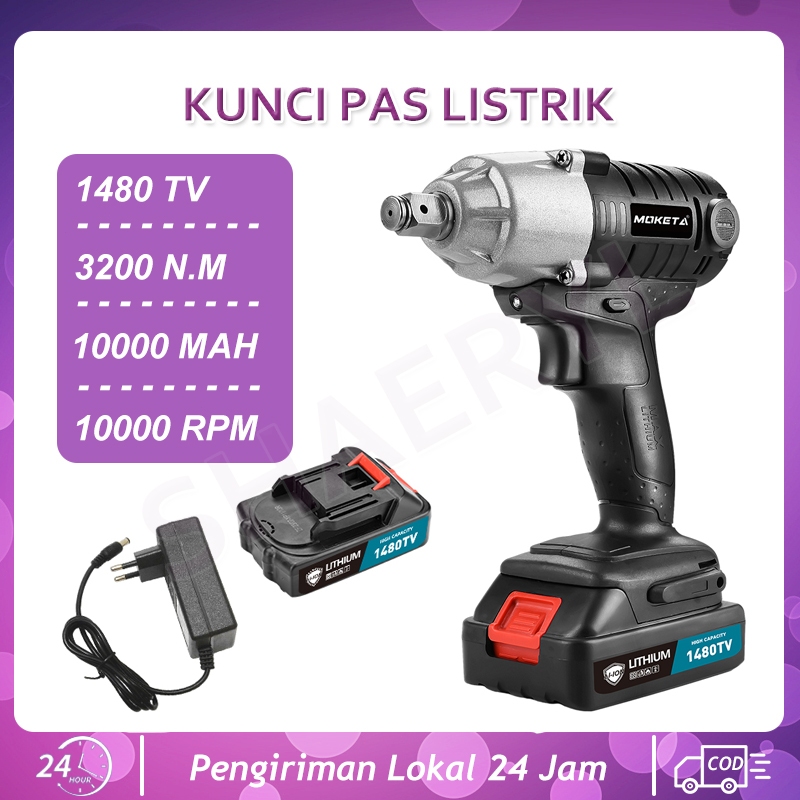 Jual MOKETA Impact Wrench 148V Baterai Semua motor tembaga Cordless Kunci Impact Kunci Pas ...