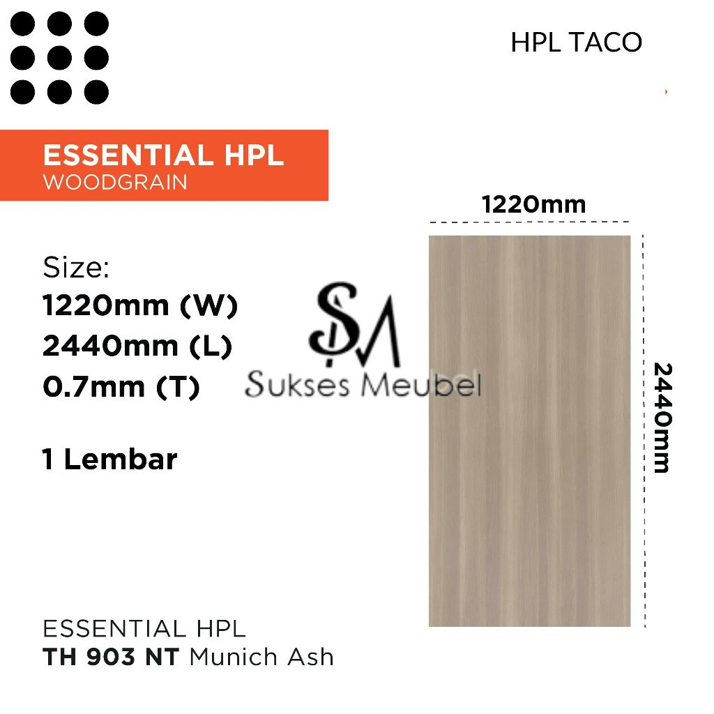 Jual TACO HPL Woodgrain Elm TH 903 NT - Munich Ash | Per 1 Lembar ...