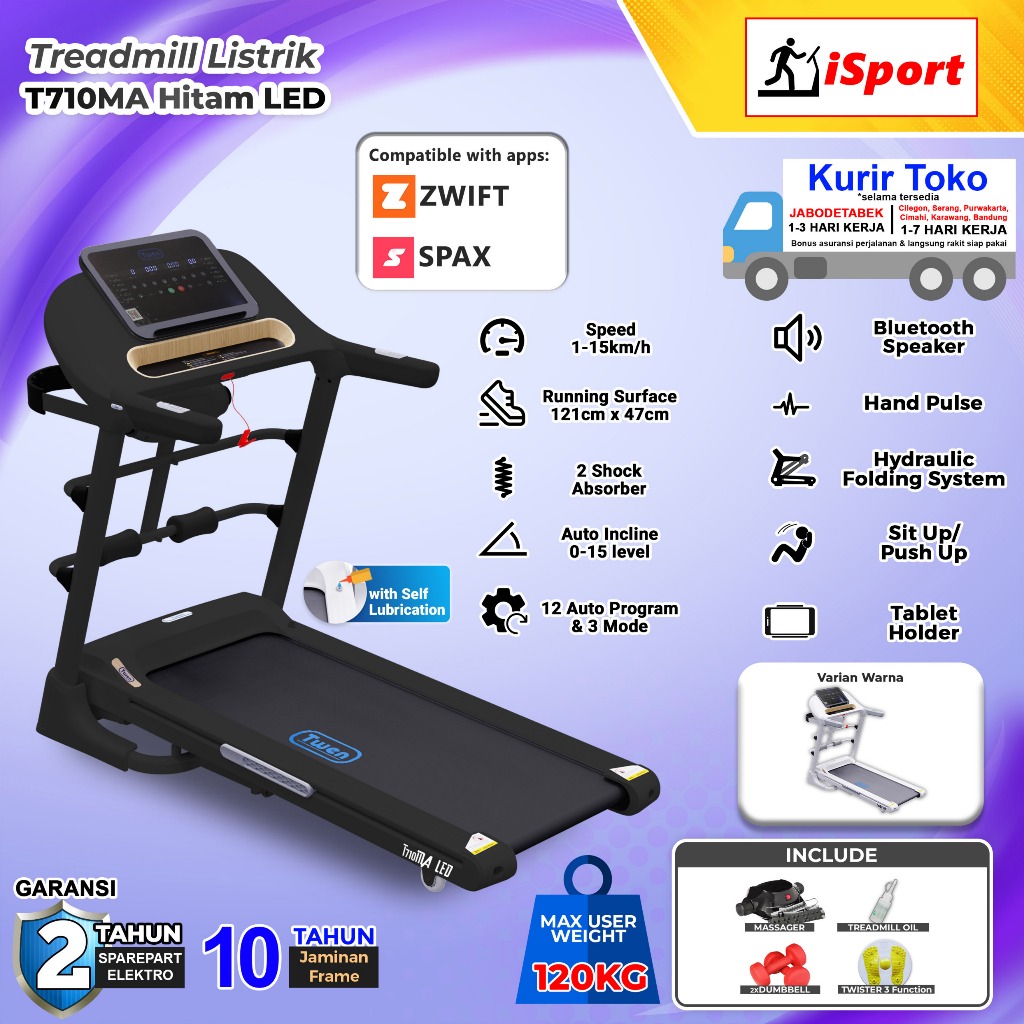 Jual TWEN T710MA LED Treadmill Listrik Treadmill Portable Treadmill ...