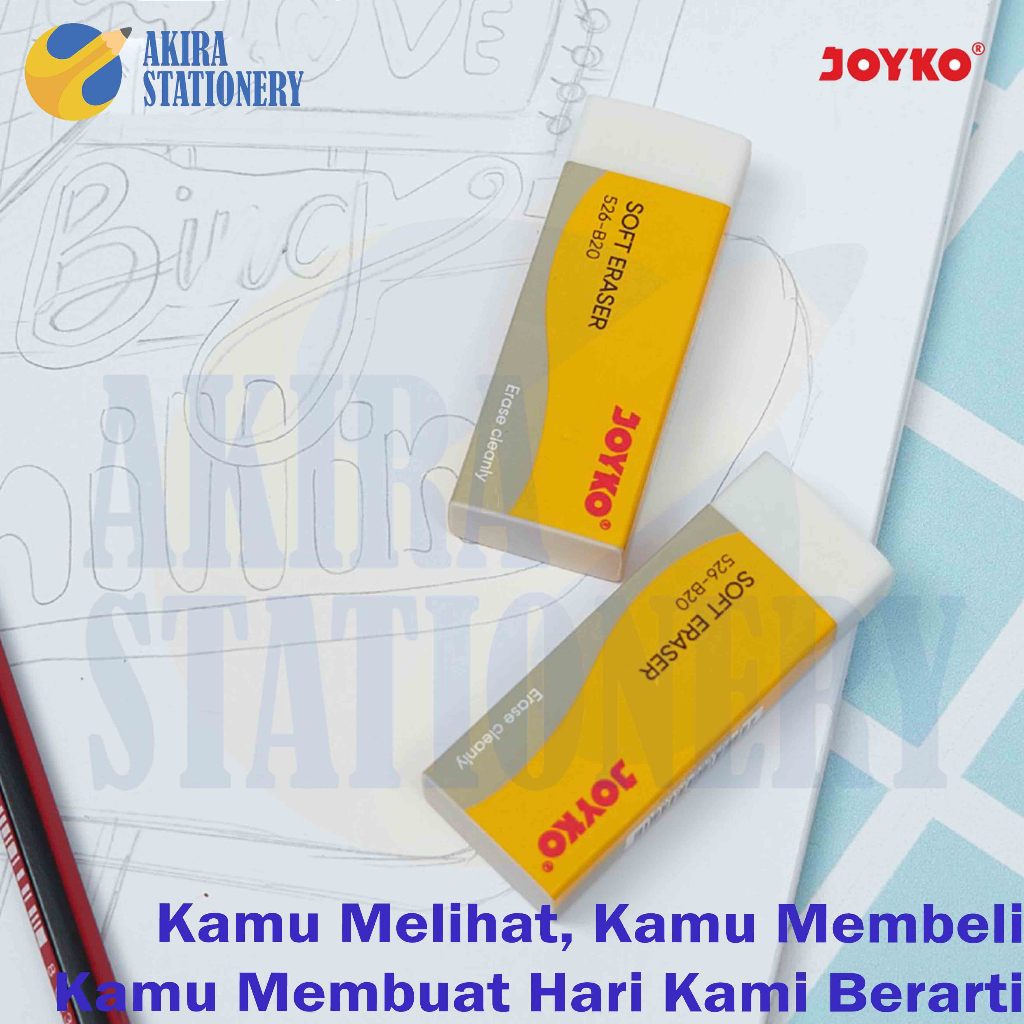 Jual Ay00! Penghapus Pensil Joyko B 20 Besar- isi 20 Pcs ER20 BL Hitam ...