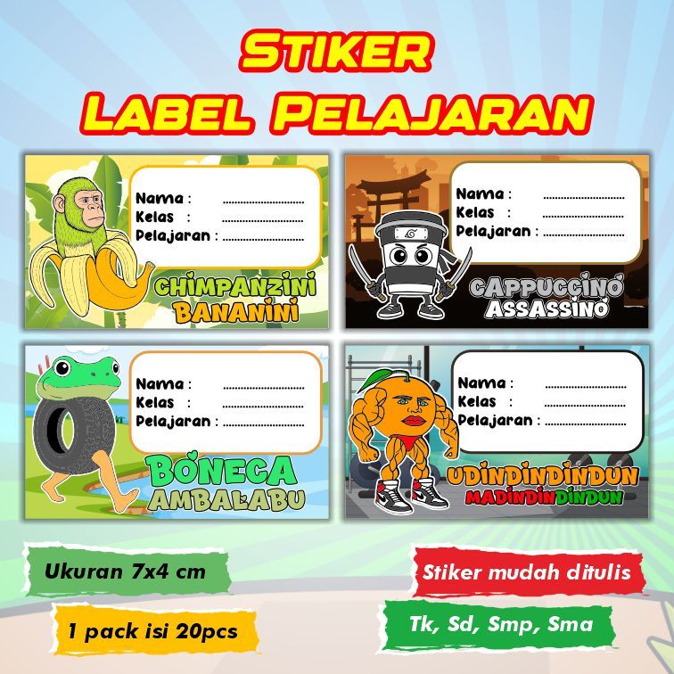 Jual Stiker Buku Pelajaran Tung Tung Sahur Anomaly Capucino Udindino ...