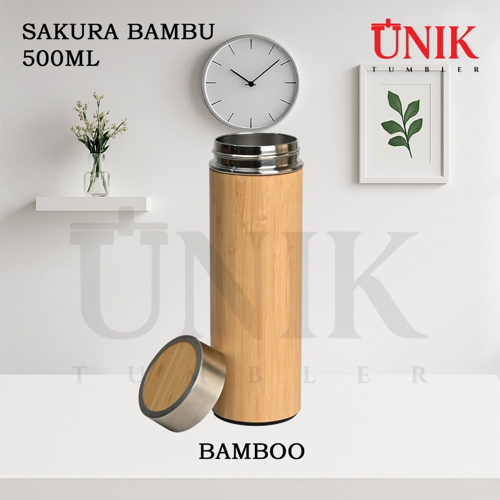 Jual Tumbler Sakura Bambu 500ml Botol air minum stainles motif bambu ...