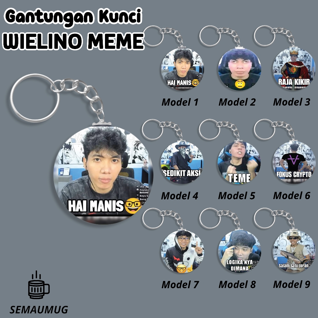 Jual GANTUNGAN KUNCI WIELINO MEME STICKER KADO GANCI BULAT MEME LUCU ...