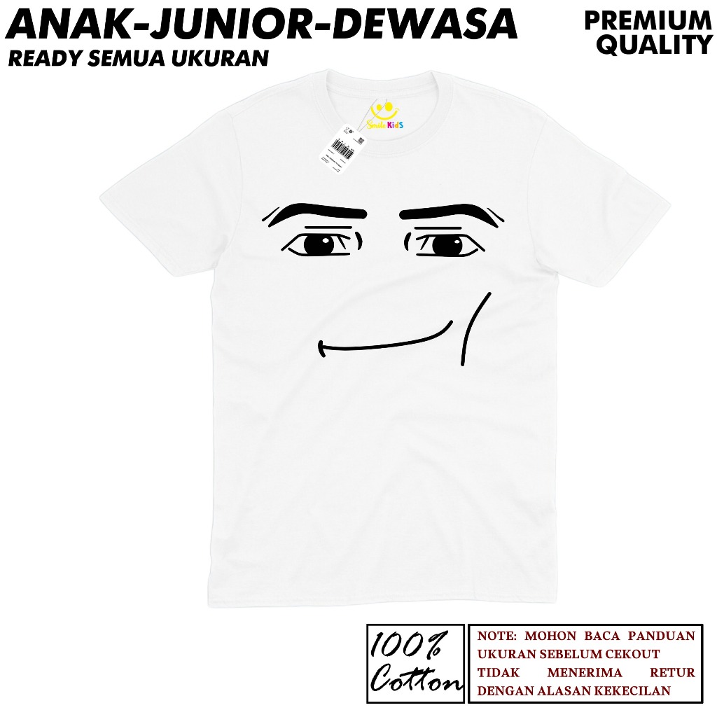 Jual Kaos Anak Junior 1-15 Tahun Roblox Face Sigma Mewing Muka Meme ...