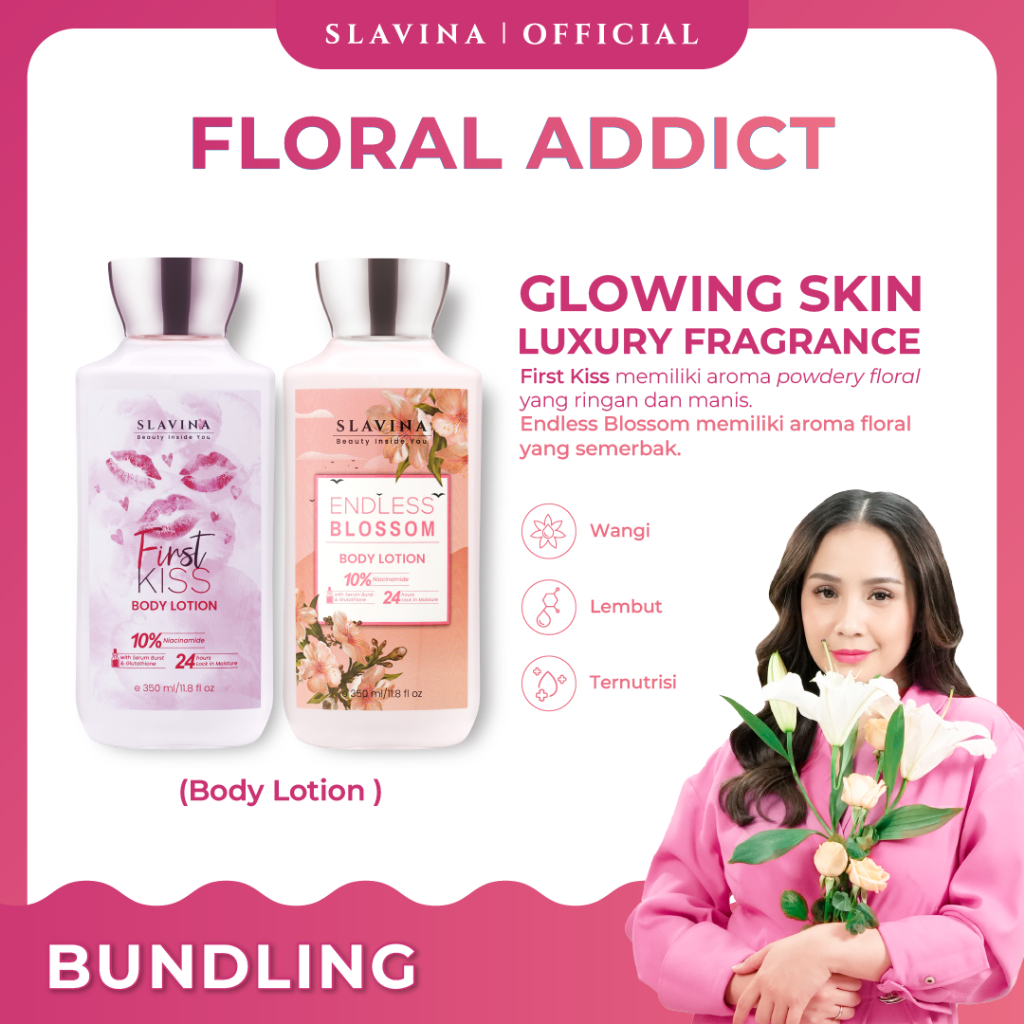 Jual SLAVINA Bundle 2PCS Body Lotion First Kiss + Endless Blossom ...