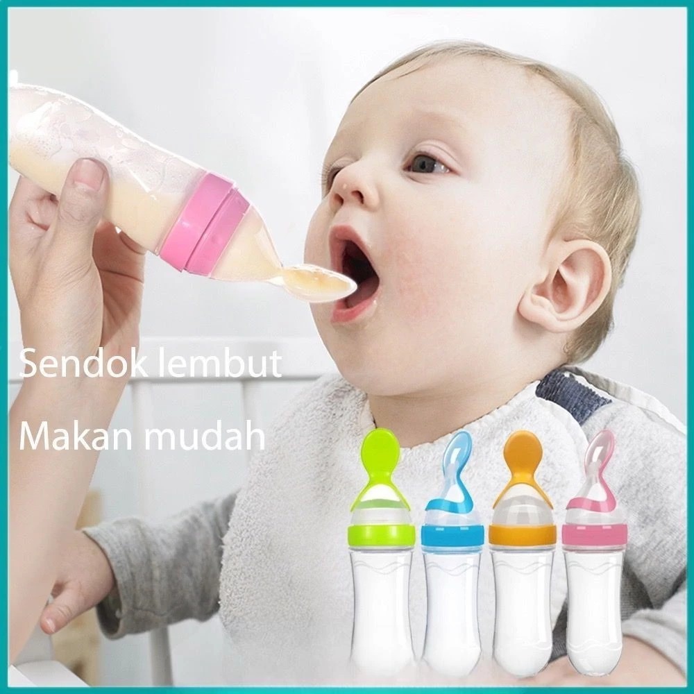 Jual Botol Dot Silicone Sendok Makan Bayi Silikon Baby Spoon Dispenser ...