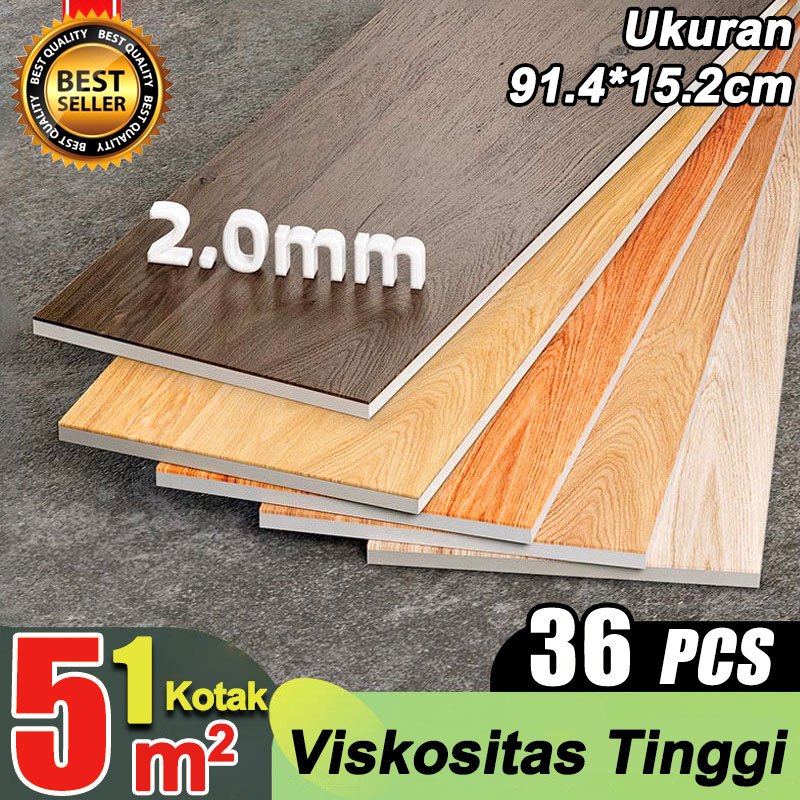 Jual 【36PCS】Floor Vinyl Lantai Stiker 91.5cm x 15 x 2cm PVC Ubin Lantai ...