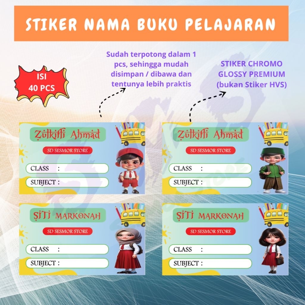 Jual Stiker Label Buku Pelajaran Custom Nama & Sekolah | Shopee Indonesia