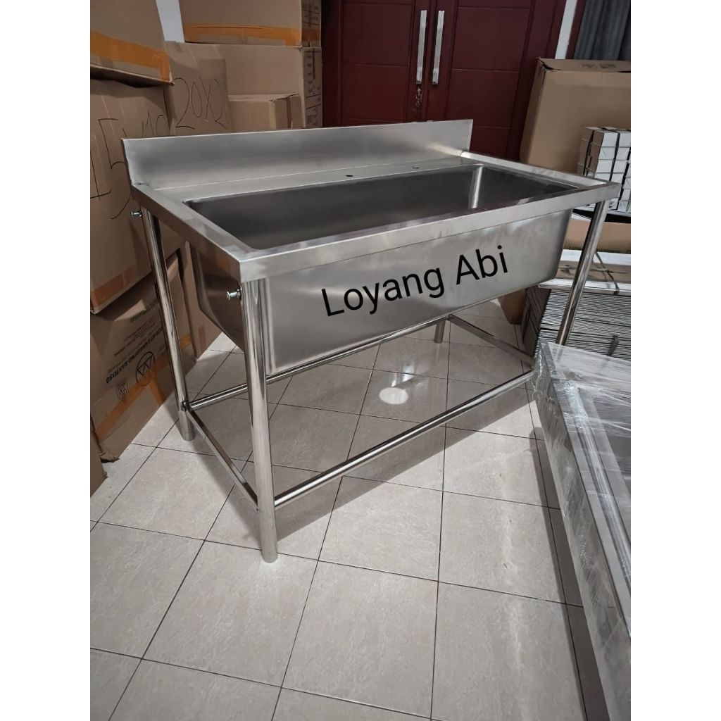 Jual Meja Wastafel Sink Stainlies stell Tebal 200 x 63 x 80 cm | Single ...
