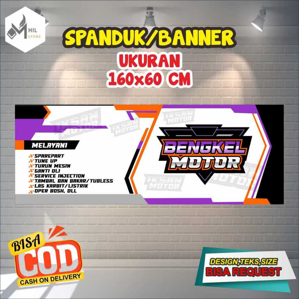 Jual Spanduk Banner Size 160x60cm BENGKEL MOTOR Free Custom Design Dan ...