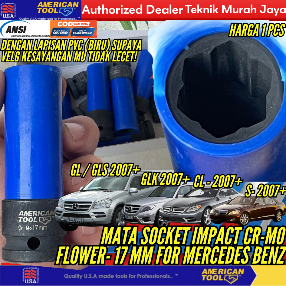 Jual AMERICAN TOOL Impact Socket 17 mm Mata Sock CR-MO DR 1/2 Inch ...