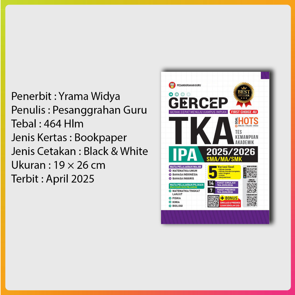 Jual Buku Gercep TKA (Tes Kemampuan Akademik) IPA SMA dan IPS SMA 2025/ ...