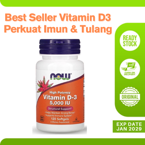 Jual Suplemen Vitamin D3 5000 IU Now Foods 120 Softgels - Kesehatan ...