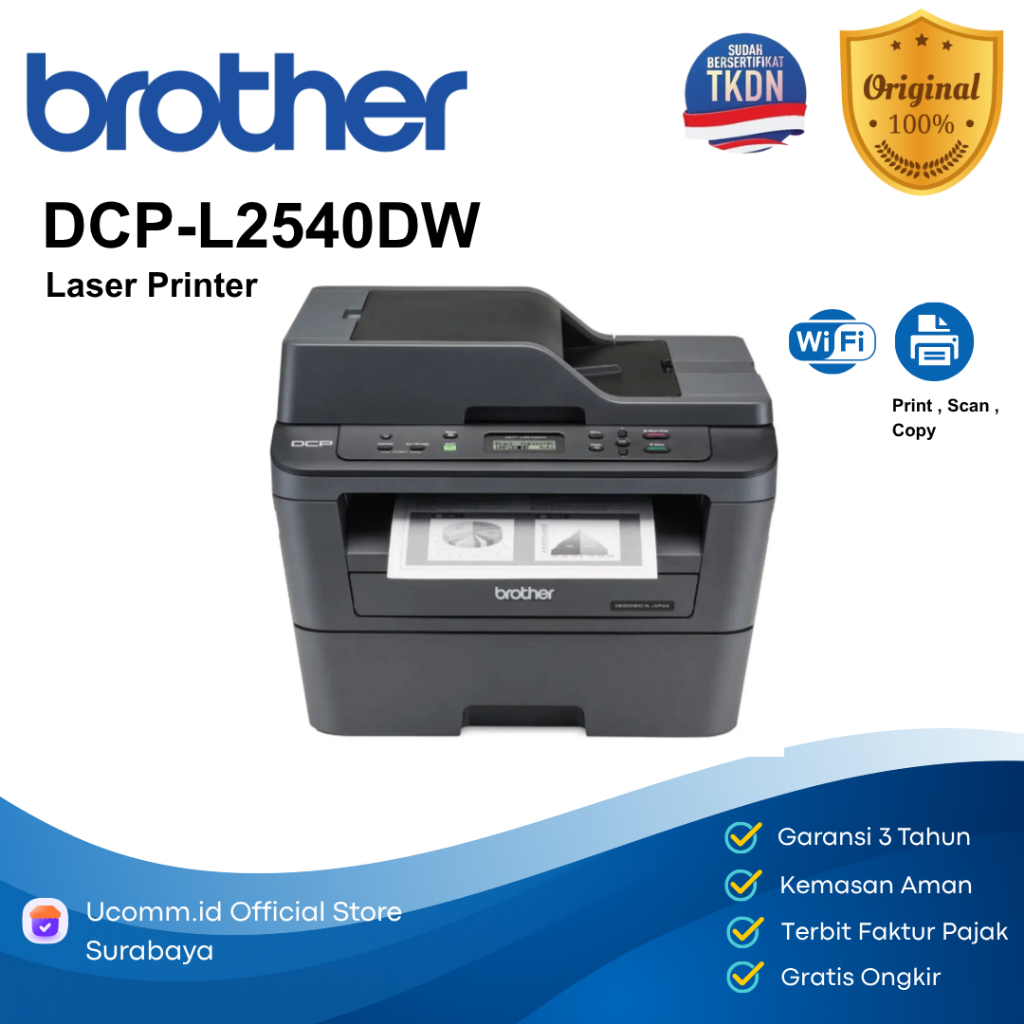 Jual Printer Brother DCP-L2540DW Laser Printer Monochrome Multifungsi Print Scan Copy Duplex ADF ...