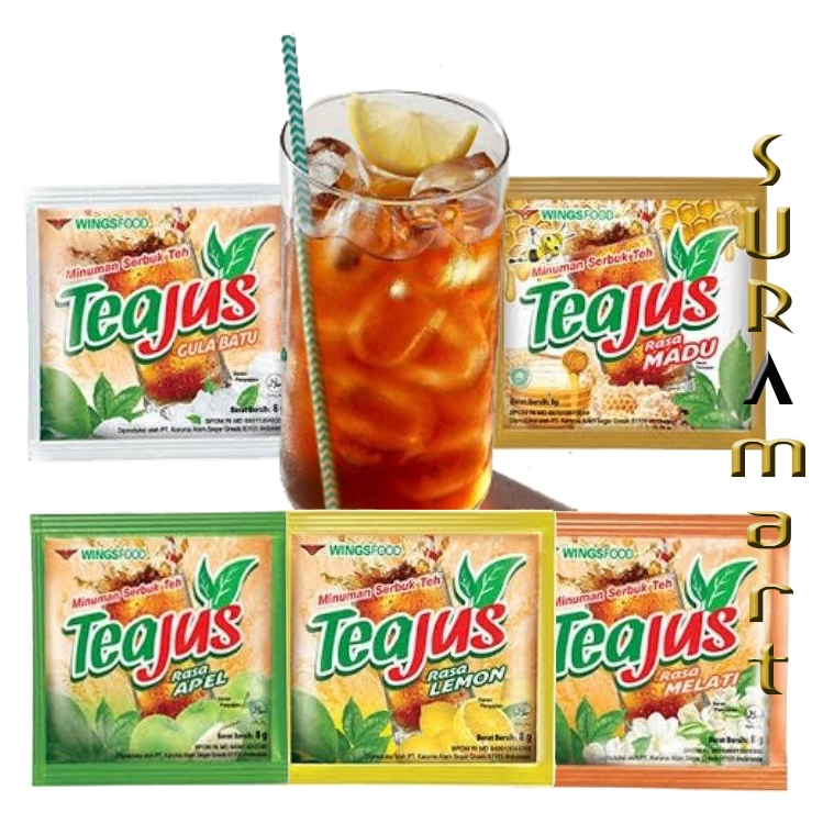 Jual (10 sachet x 1 renteng) TEAJUS Sachet Rasa Gula Batu Lemon Apel ...