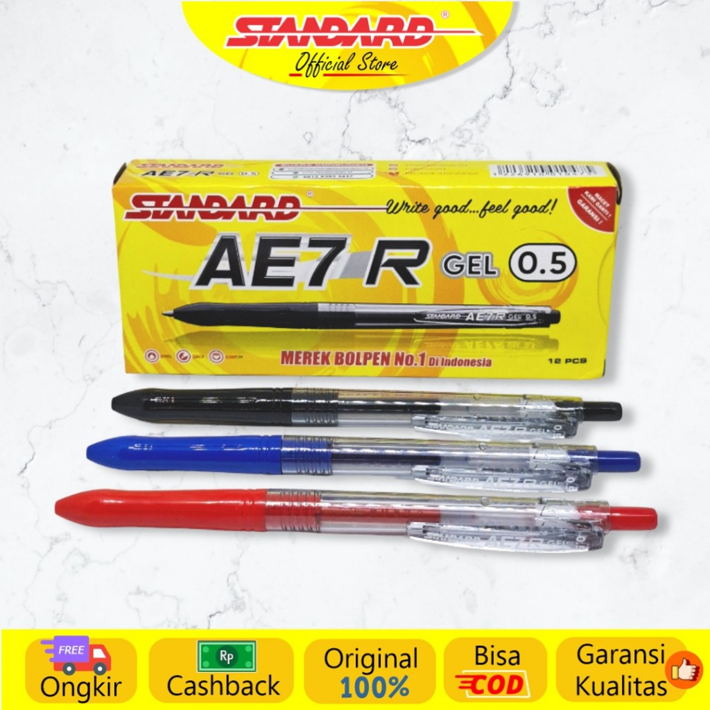 Jual Standard - Pulpen AE7 R - Gel 0.5 ( Alat Tulis / Pen / Ballpoint / Pena ) | Shopee Indonesia