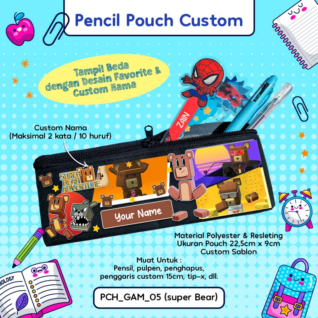 Jual Pencil Pouch Custom / Tempat Pensil Pouch Bisa Pakai Nama Tema ...