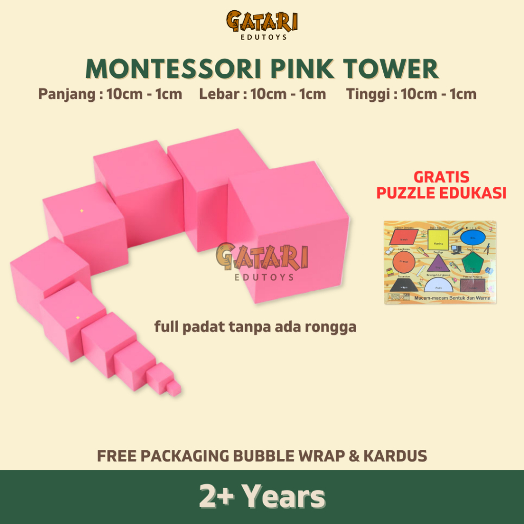 Jual Montessori Large Pink Tower / mainan montessori / mainan edukatif ...