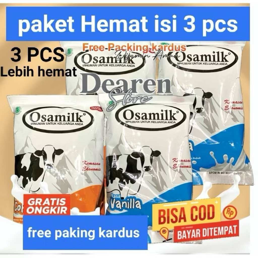 Jual OSAMILK SUSU PAKET 3 pcs . kemasan 500 gram. free paking kardus ...