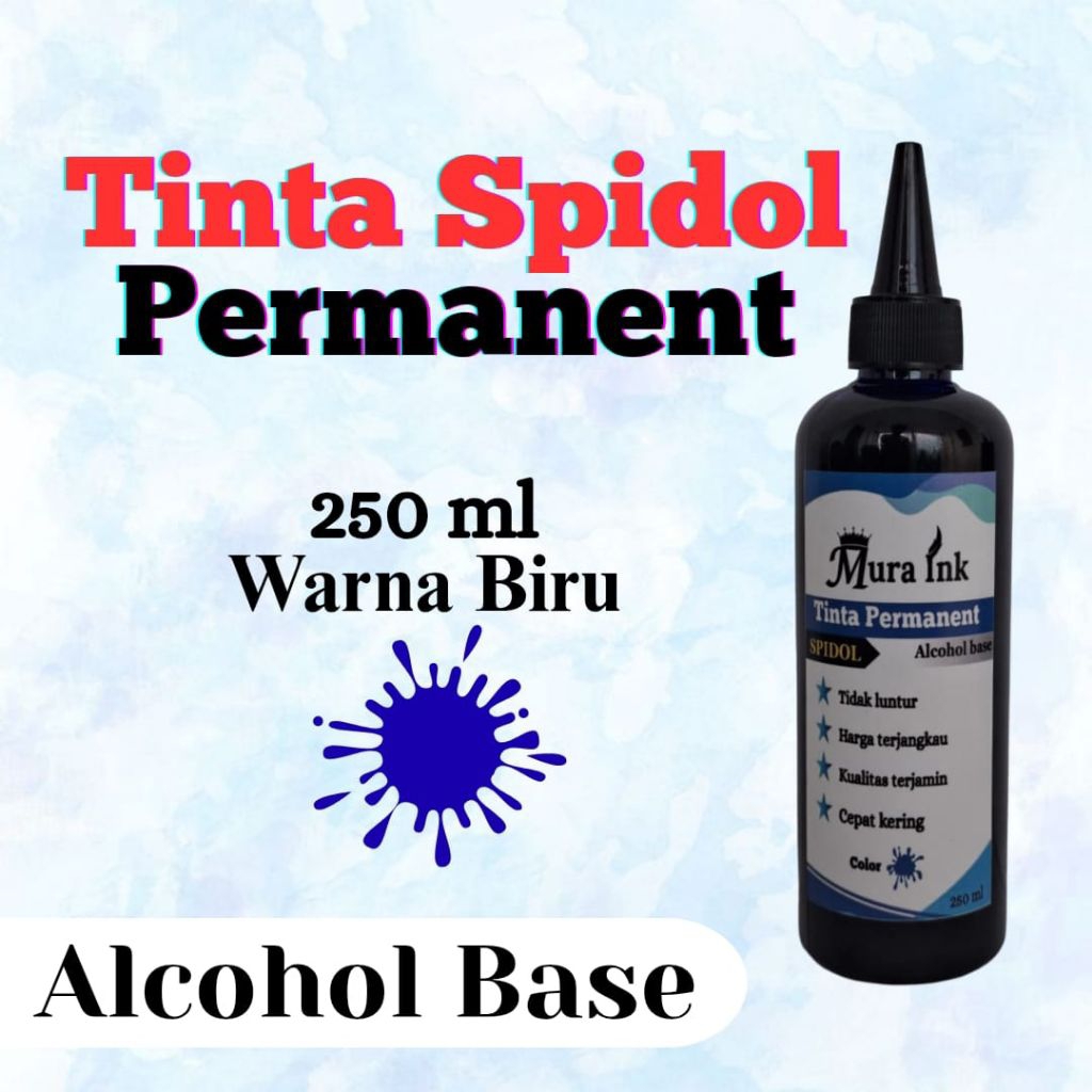 Jual Tinta spidol permanent biru 250 ml alkohol mura ink | Shopee Indonesia