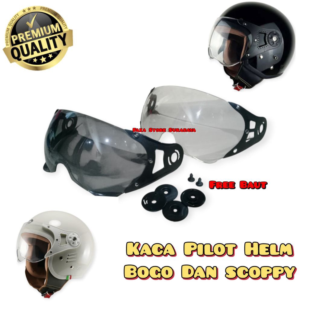 Jual Promo Kaca Pilot Helm Honda Scoopy + kupingan+Baut Helm Bogo Pilot ...