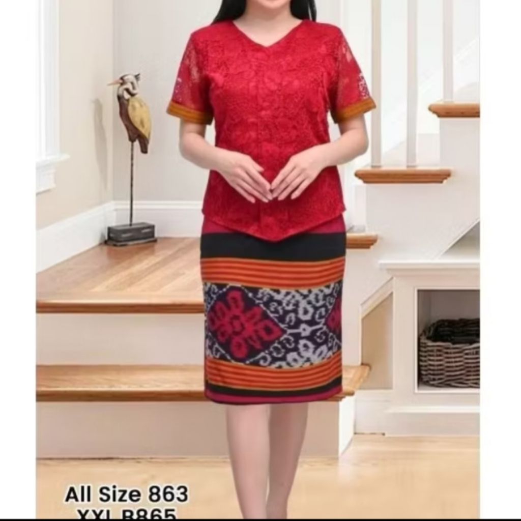 Jual SETELAN TENUN KOMBINASI BROUKAT MODEL TERBARU. BAJU SERAGAM KANTOR ...