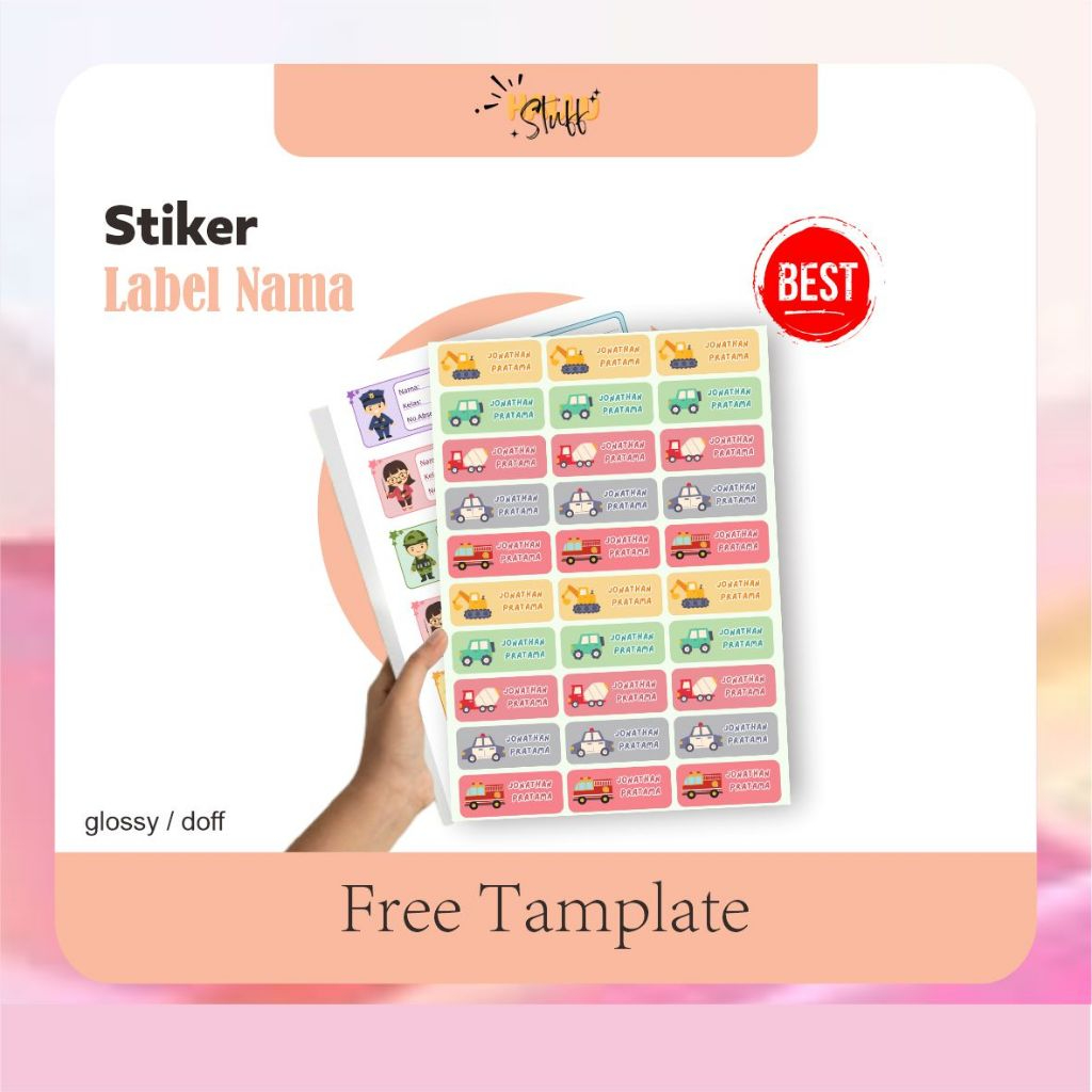 Jual Stiker Nama Buku / Stiker Custom Nama Buku Sekolah Anak / Stiker ...