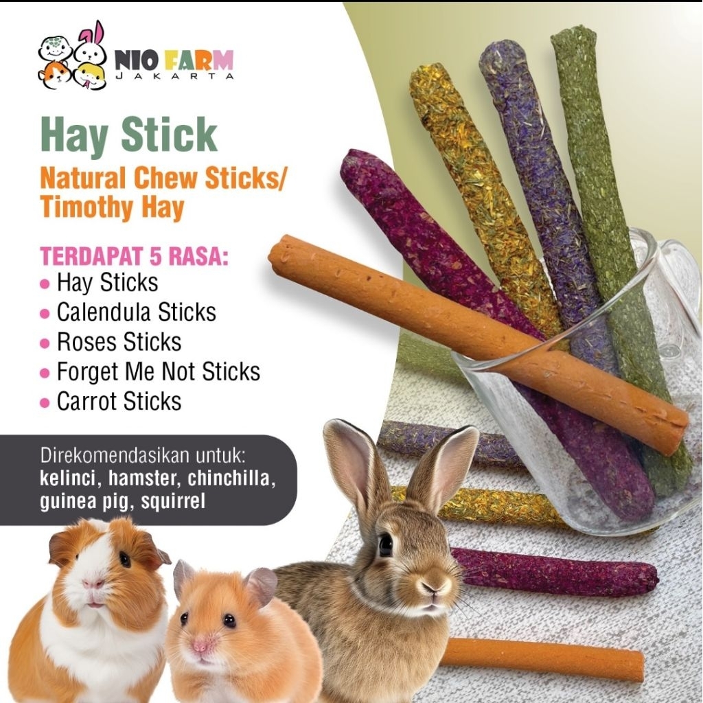 Jual NIOFARM - Hay Stick - Natural Chew Sticks - Timothy Hay , Snack ...