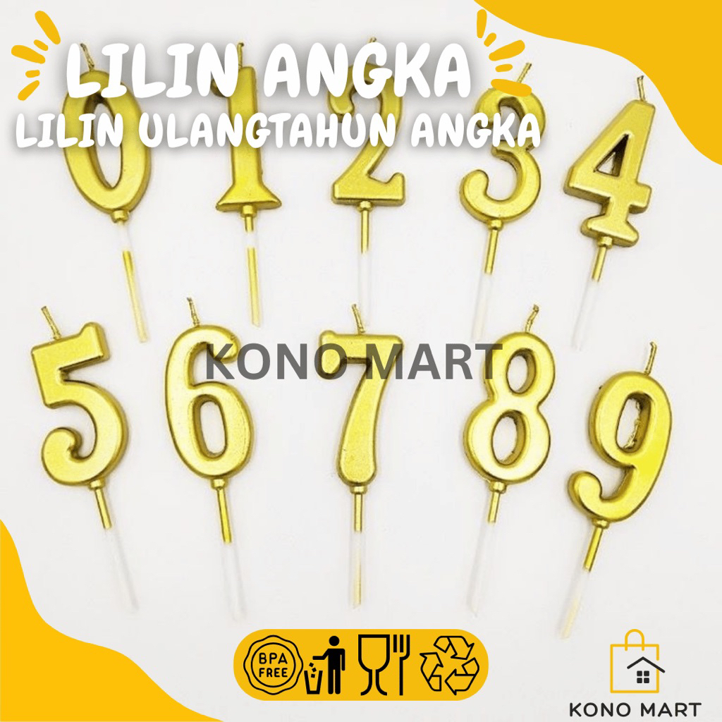 Jual Lilin Angka Pesta Ulang Tahun Gold Silver Metalik 0-9 / Lilin ...