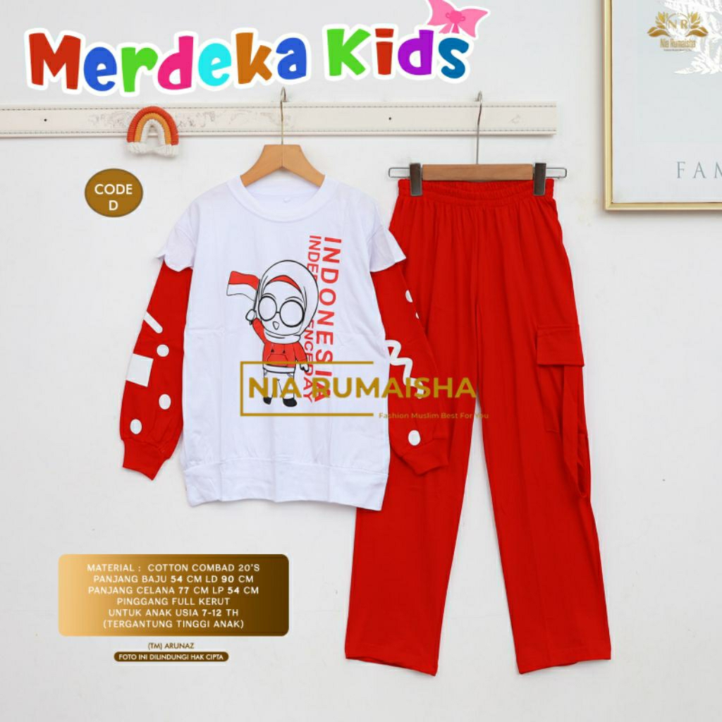 Jual Merdeka set kids baju setelan anak remaja merah putih HUT RI kemerdekaan | Shopee Indonesia