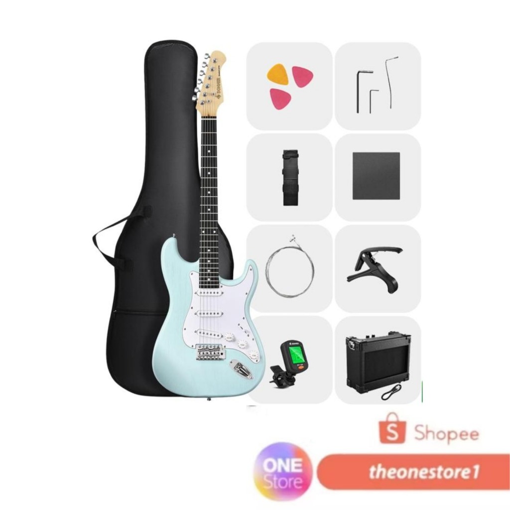 Jual Donner DST-80 Surf Green Guitar Electric with Amplifier, Strap ...