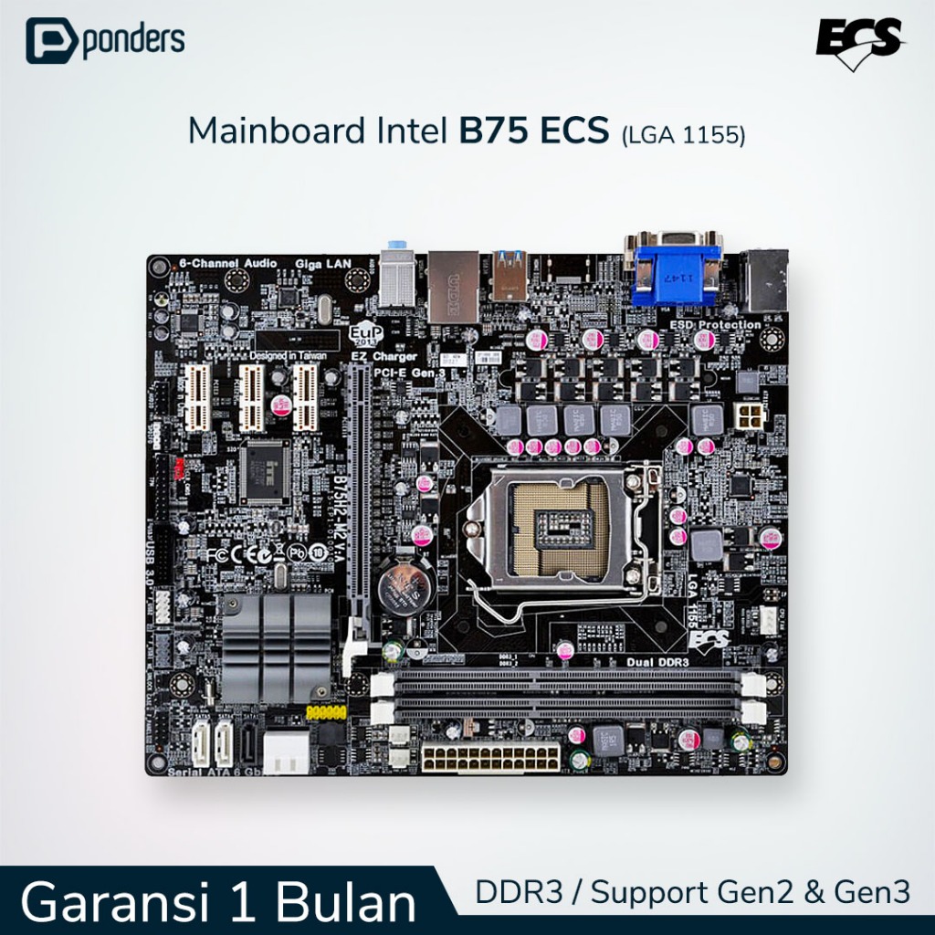 Jual Mainboard Intel ECS B75 LGA 1155 DDR3 Support Gen3 | Shopee Indonesia