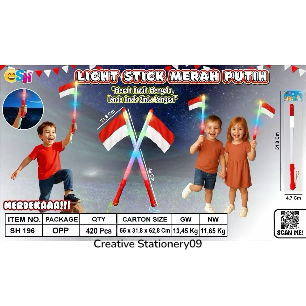 Jual Light Stick Merah Putih Bendara Indonesia / Bendera Glow Stick ...