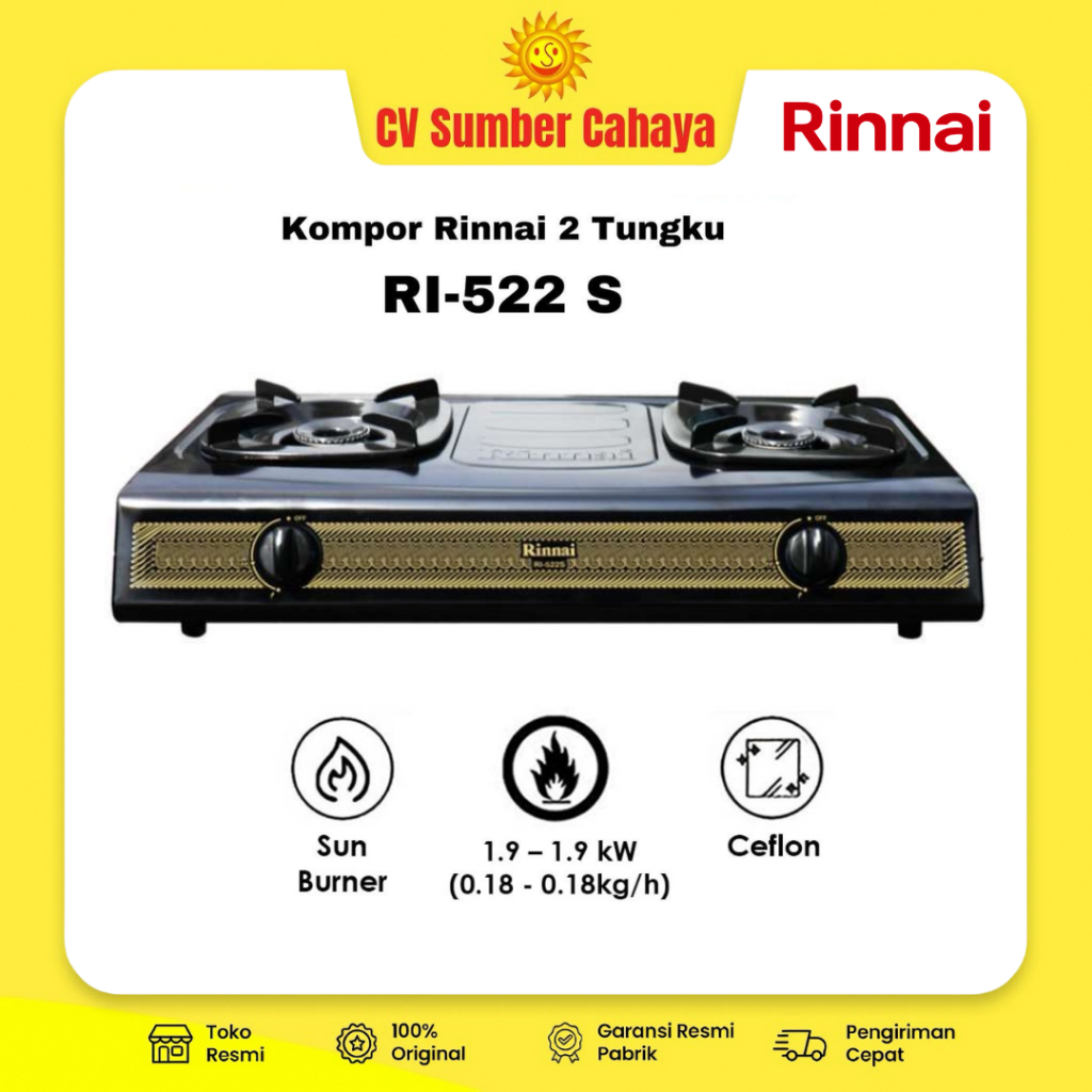Jual Kompor Gas Rinnai 2 Tungku Batik KG RI-522S 522S GARANSI | Shopee Indonesia