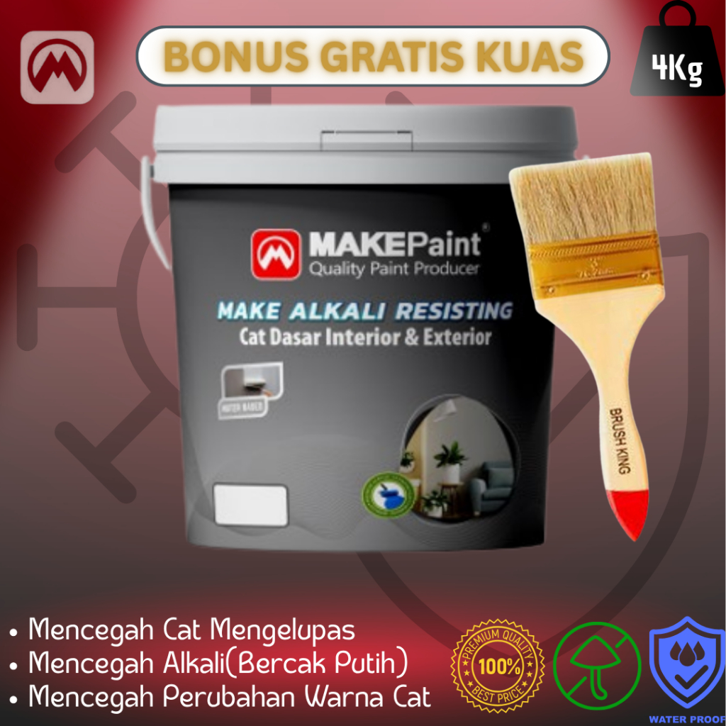 Jual Cat Tembok Dasar 4Kg – Make Alkali Resisting | Cegah Mengelupas ...