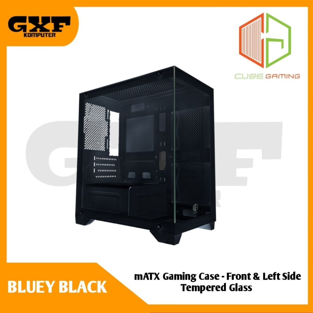 Jual CUBE GAMING BLUEY BLACK - mATX Gaming Case - Front & Left Side Tempered Glass | Shopee ...