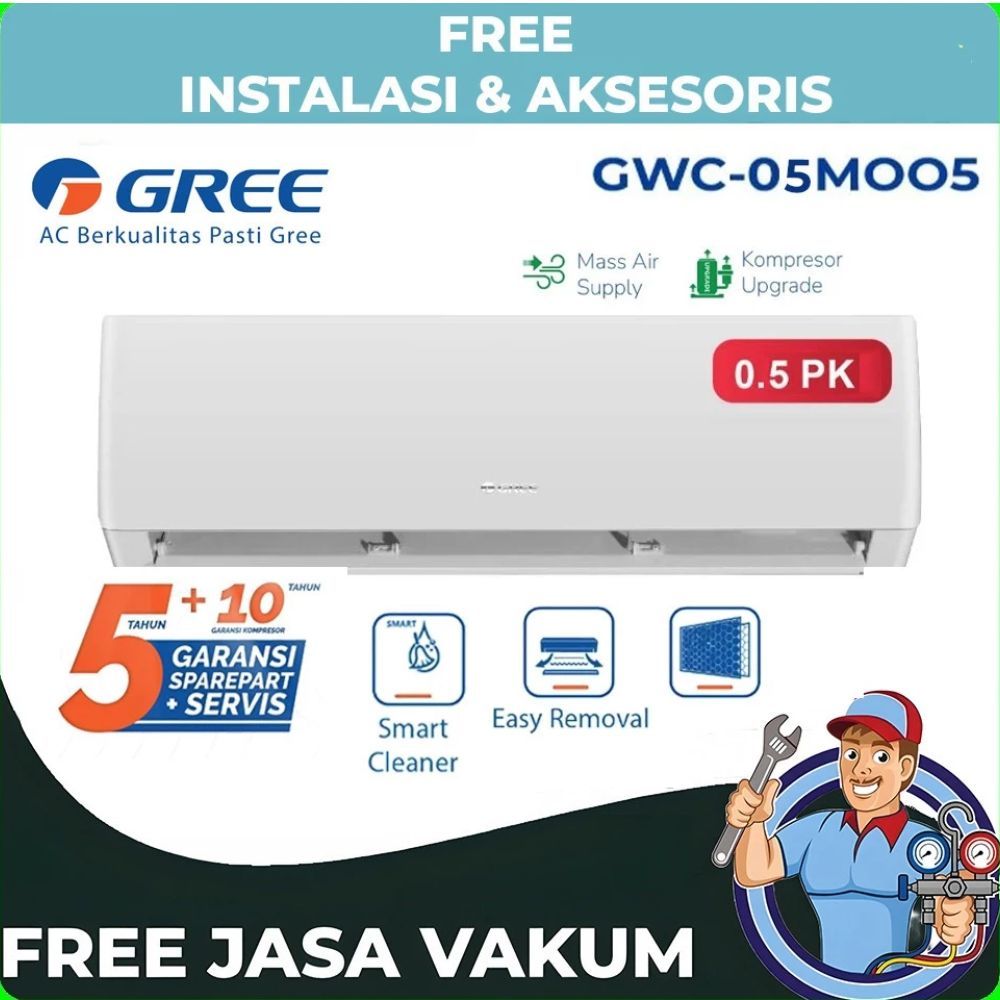 Jual Ac Gree 1/2 Pk + Pemasangan Gree Gwc-05n1 Deluxe Series - Garansi ...