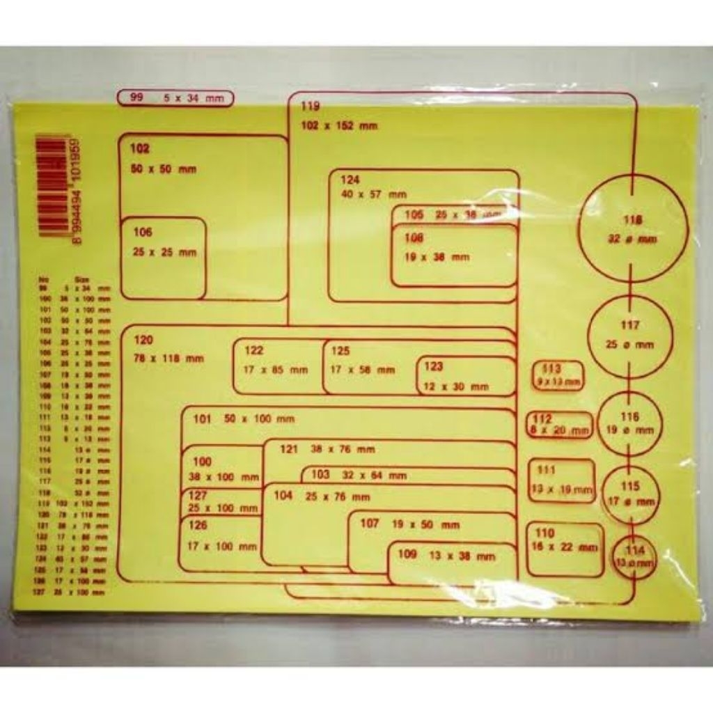Jual Kertas label stiker fox aneka ukuran eceran perlembar (No.99/No ...