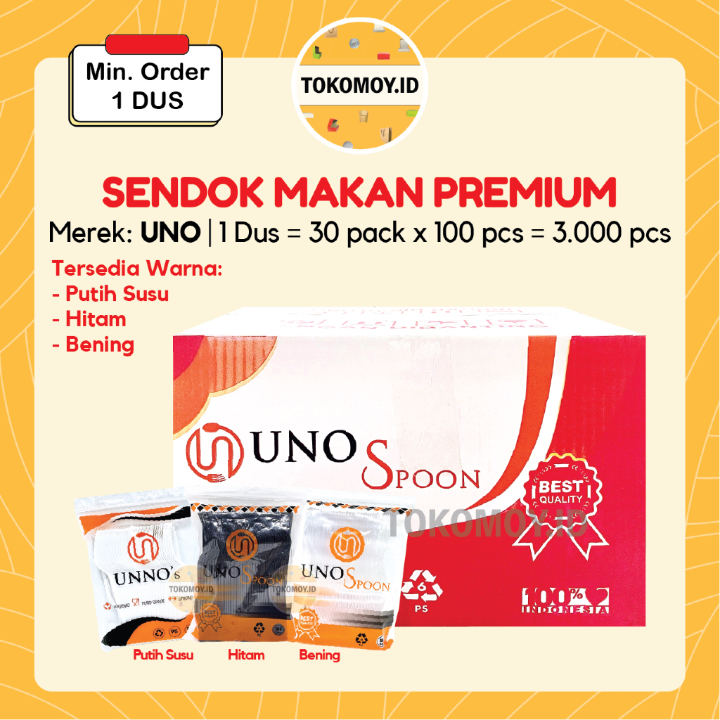 Jual (1 DUS) Sendok Makan Plastik Panjang Kualitas Premium Merek UNO ...