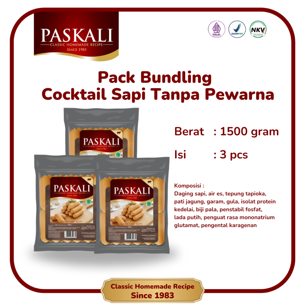 Jual Paskali Bundle Cocktail Sapi Tanpa Pewarna 500 Gram (Isi 3 Pack ...