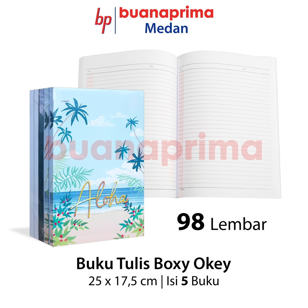 Jual Buku Tulis PANJANG OKEY 98 Lembar Boxy per 5 Buku Notebook Sekolah ...