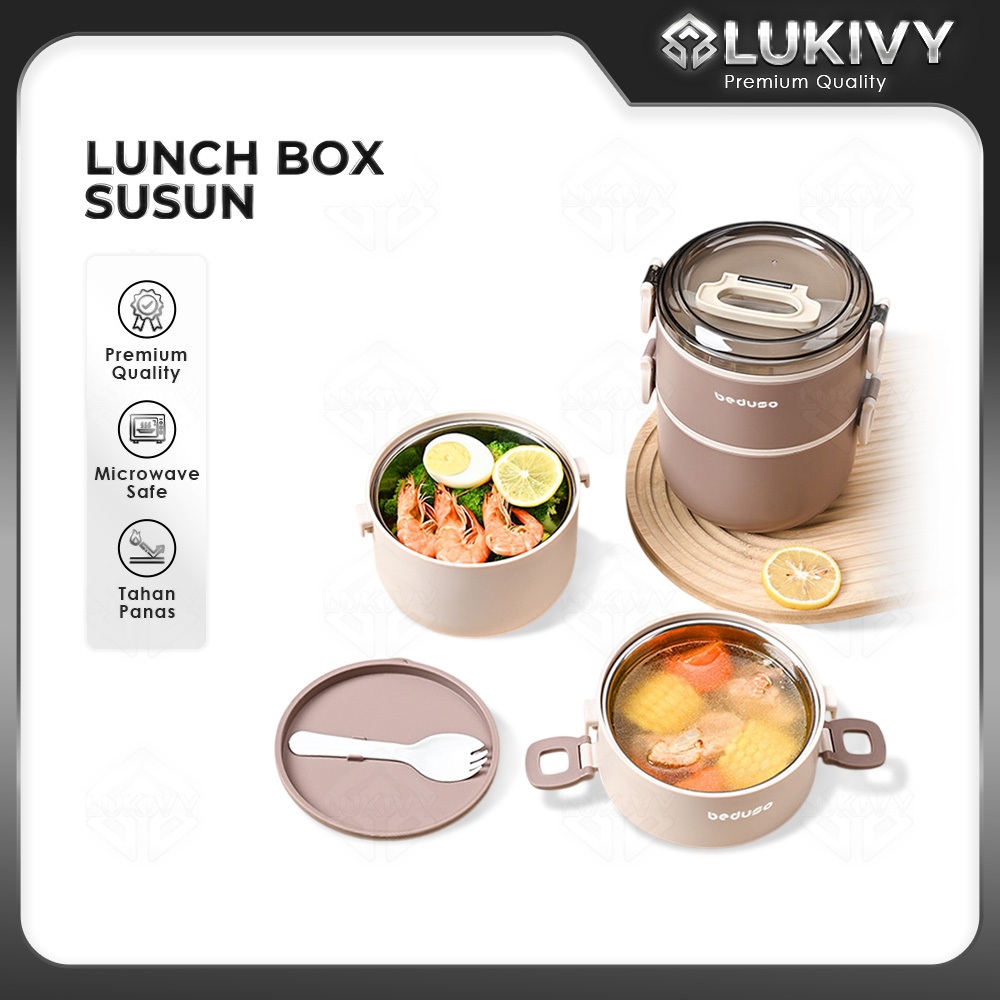 Jual Lunch Box Model Bulat 2 Susun Rantang Wadah Bekal Makan Anak ...