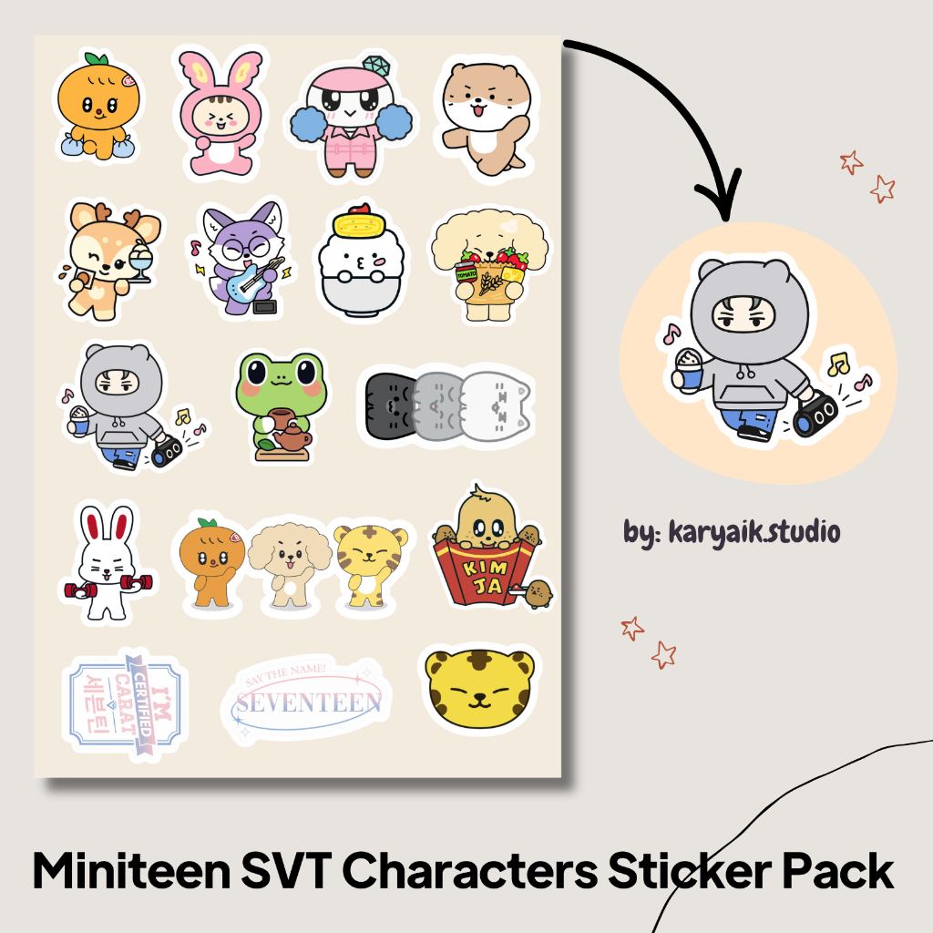 Jual Miniteen SVT Characters Sticker Pack - Vinyl Aesthetic A6 | Stiker ...