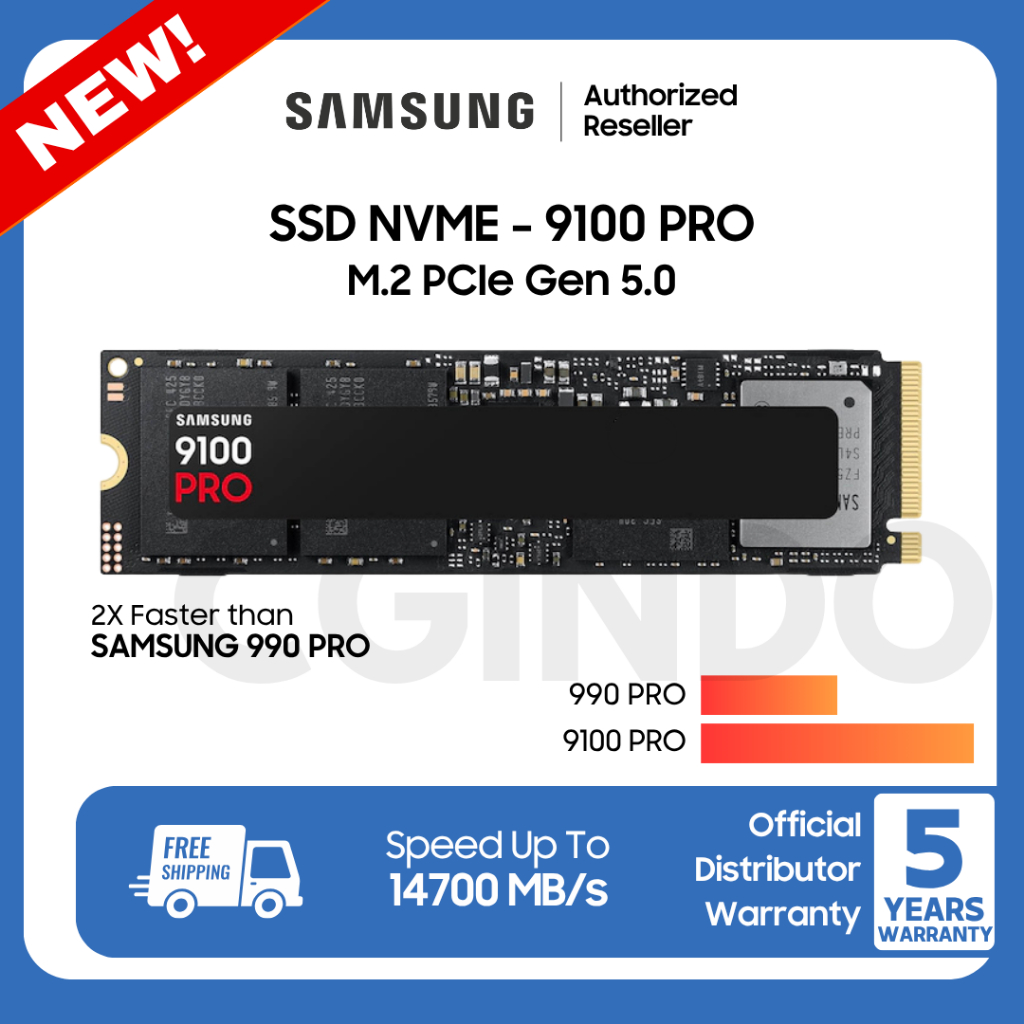Jual Samsung SSD 9100 PRO / 9100 PRO HEATSINK 1TB / 2TB / 4TB M.2 PCIe ...