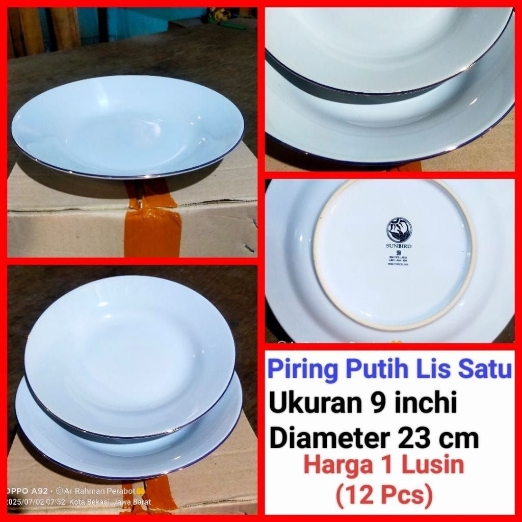Jual piring makan keramik PUTIH LIS EMAS PINGGIR piring catering piring ...